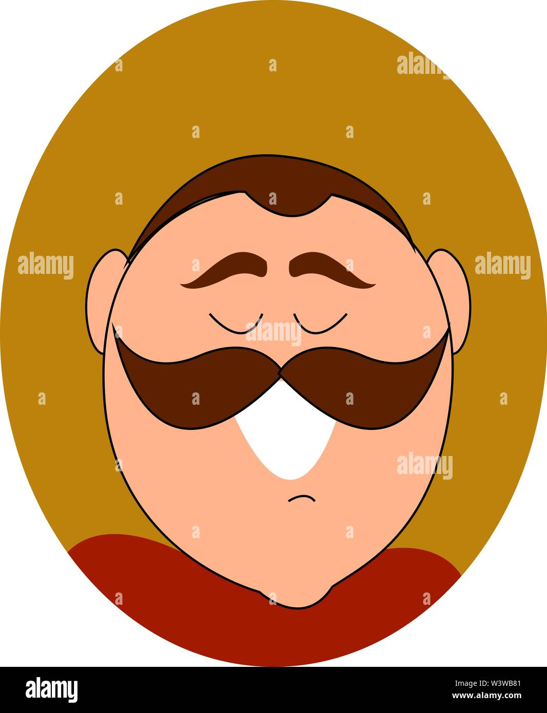 Mustache man smiling, illustration, vector on white background Stock ...