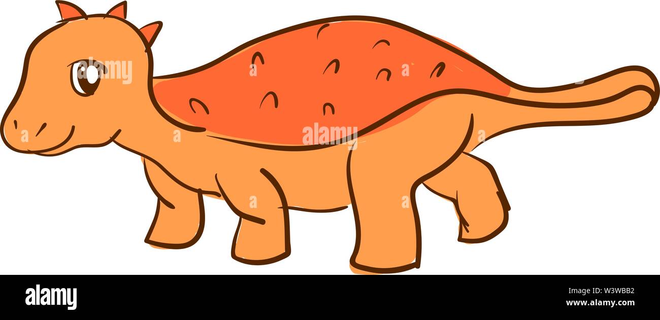 Orange dinosaur, illustration, vector on white background Stock Vector ...