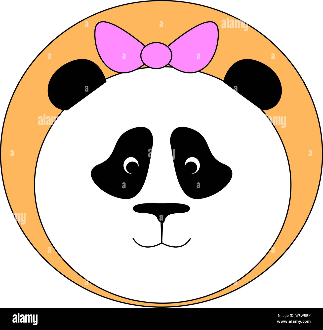 Panda with pink bow, illustration, vector on white background Stock ...
