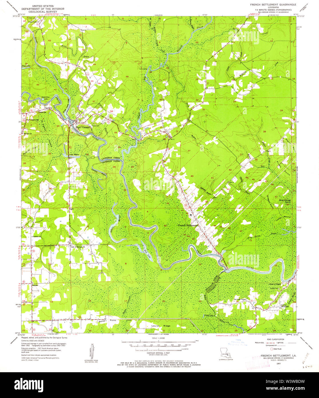 USGS TOPO Map Louisiana LA French Settlement 332039 1953 24000 ...