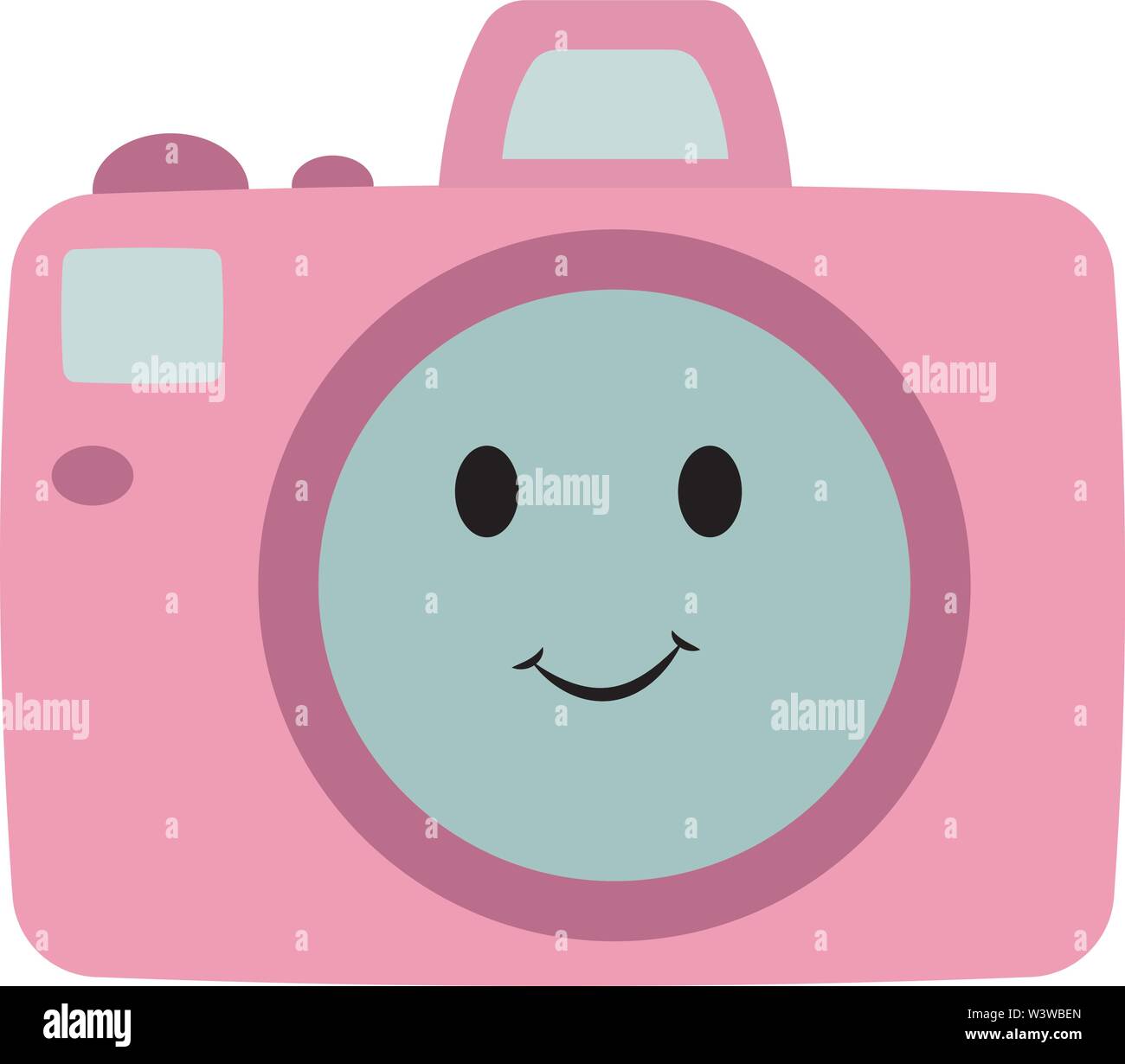 Happy pink camera, illustration, vector on white background Stock ...