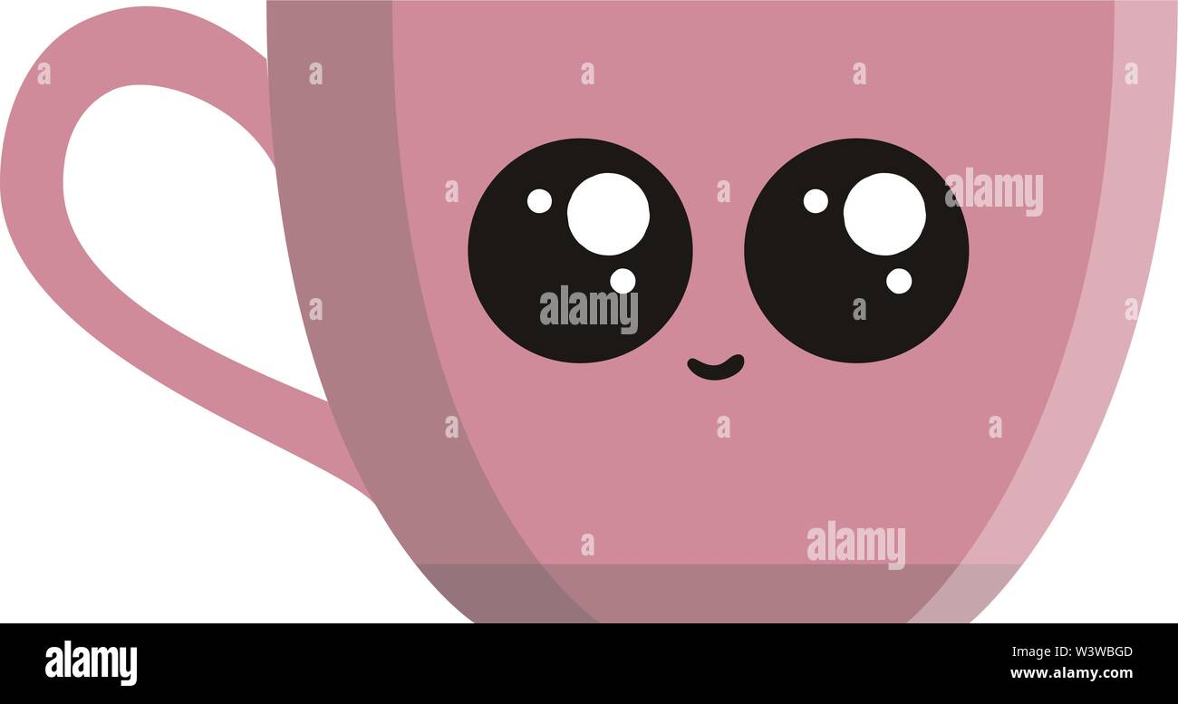 Cute pink cup, illustration, vector on white background Stock Vector ...