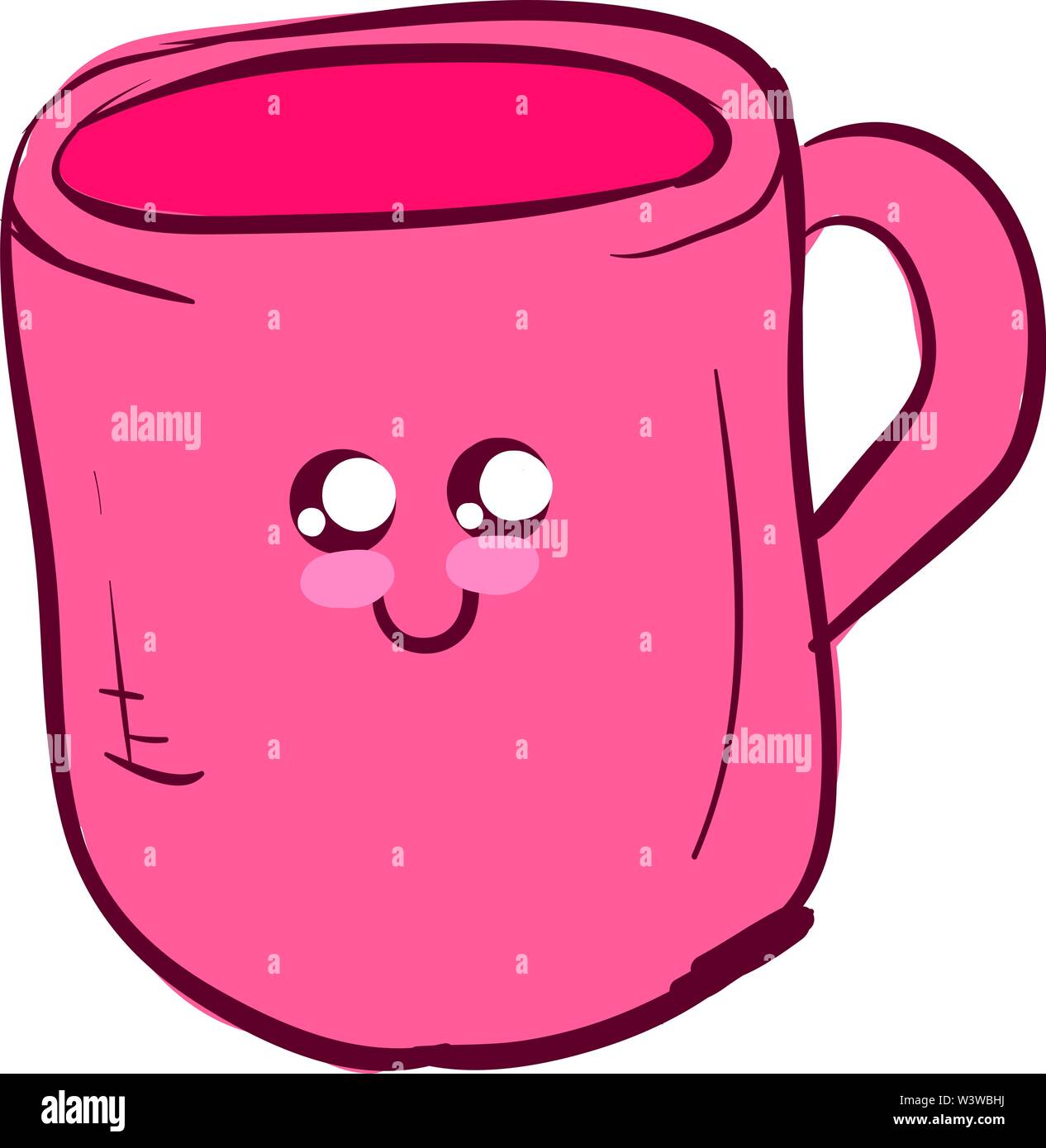 Cute pink cup, illustration, vector on white background Stock Vector ...
