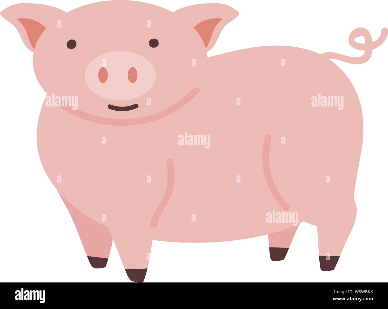Pink cute pig, illustration, vector on white background Stock Vector ...