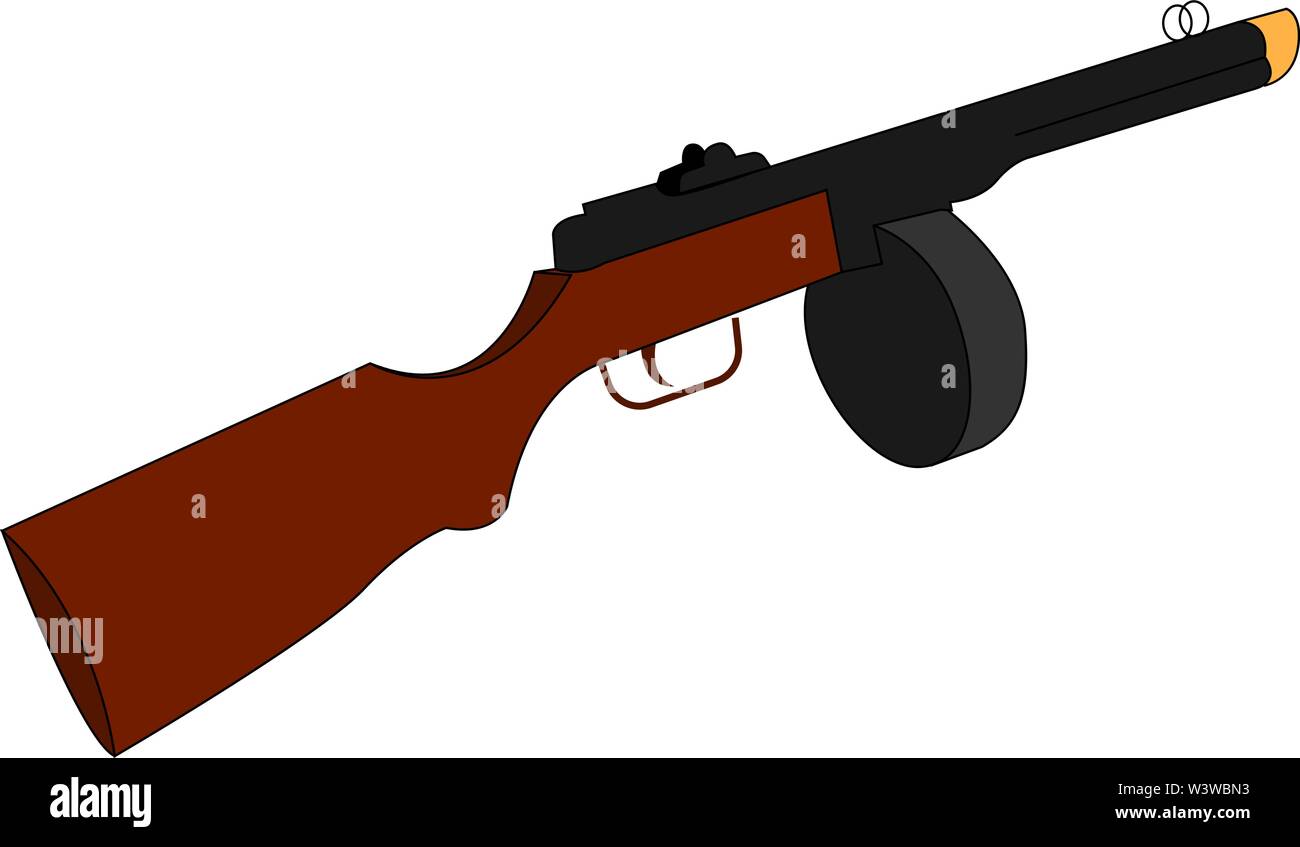 Machine gun, illustration, vector on white background Stock Vector ...