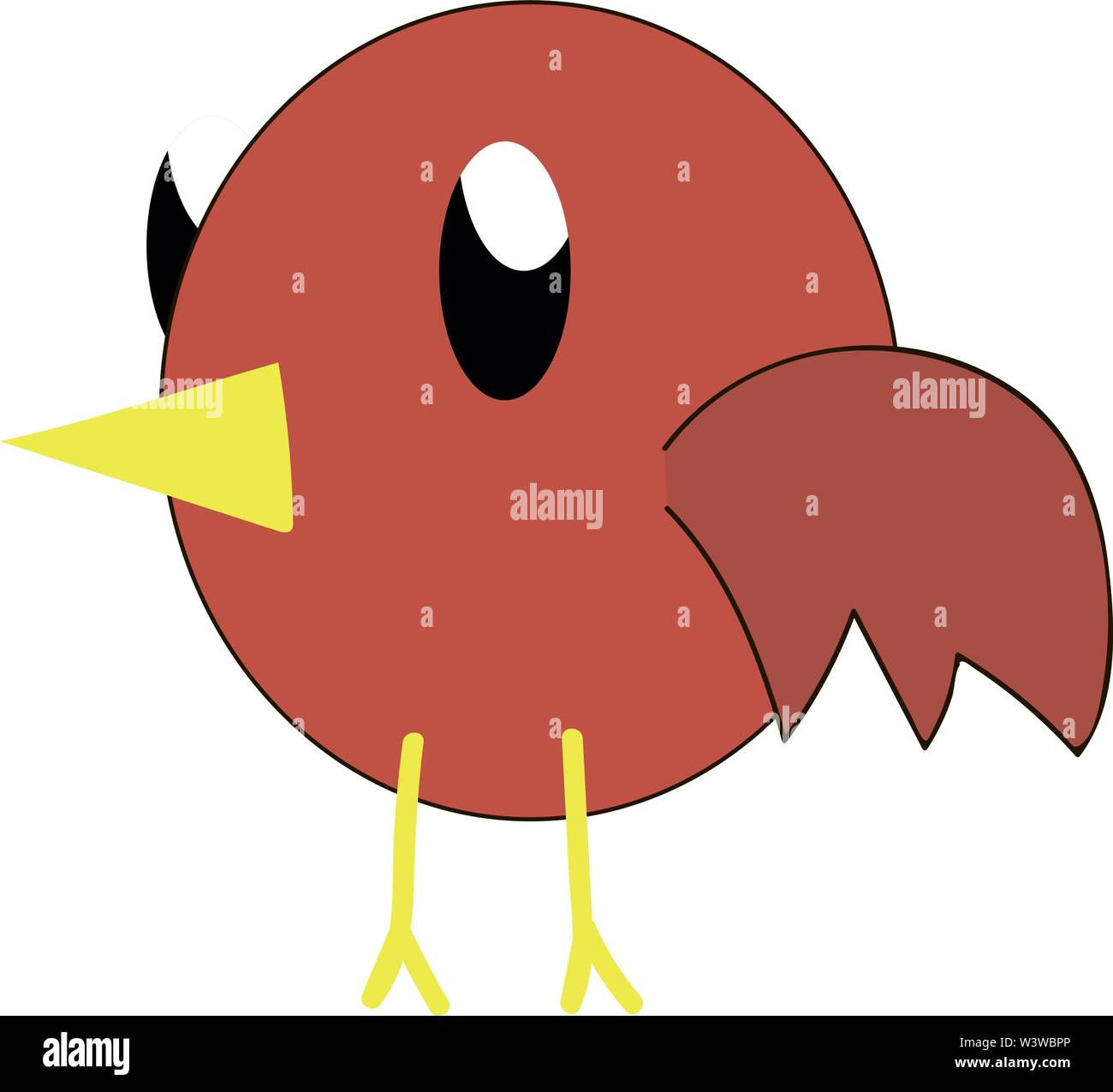 Red bird with big eyes, illustration, vector on white background Stock ...