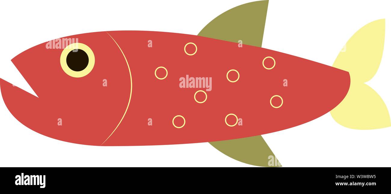 Red fish in water, illustration, vector on white background Stock ...
