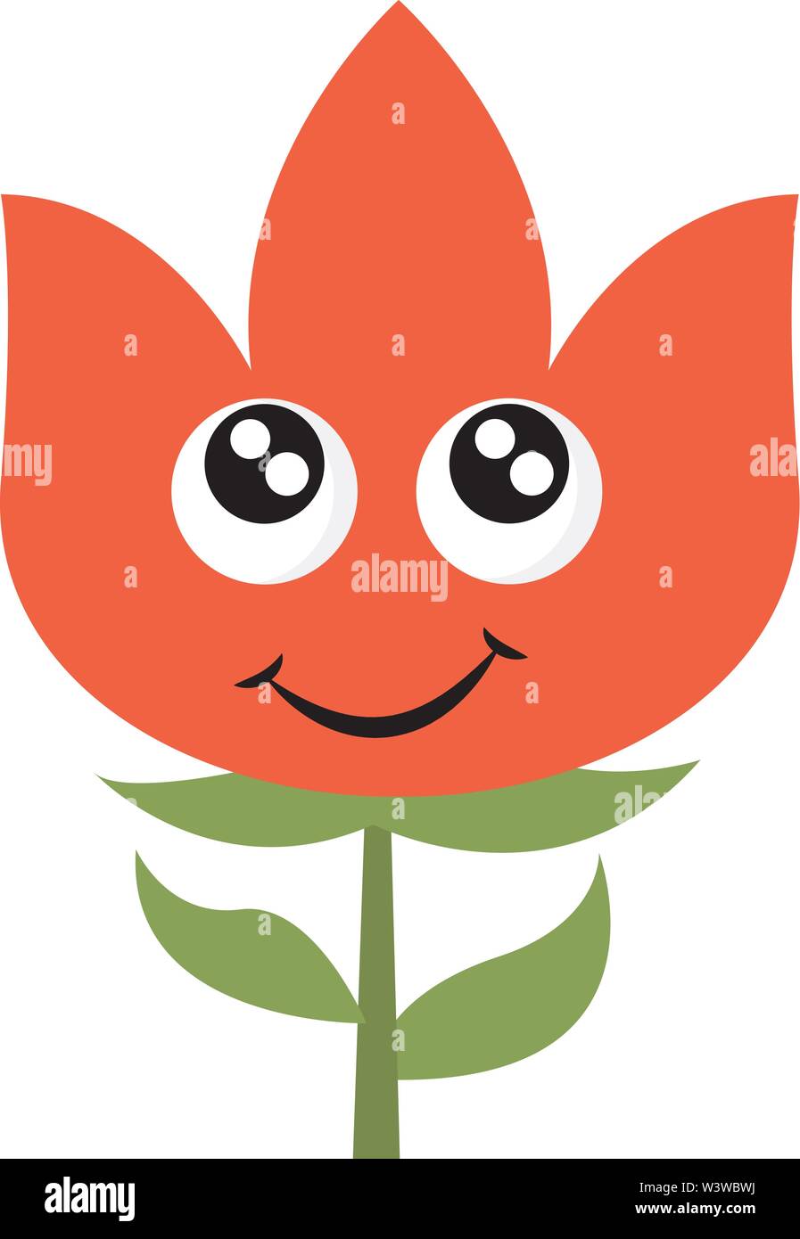 Happy red flower, illustration, vector on white background Stock Vector ...