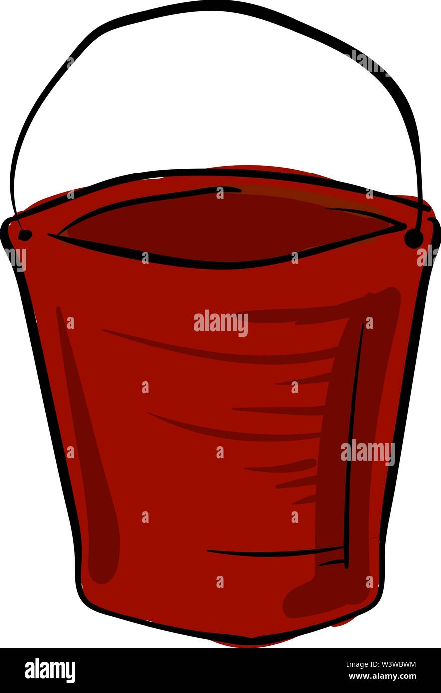 Red bucket, illustration, vector on white background Stock Vector Image ...
