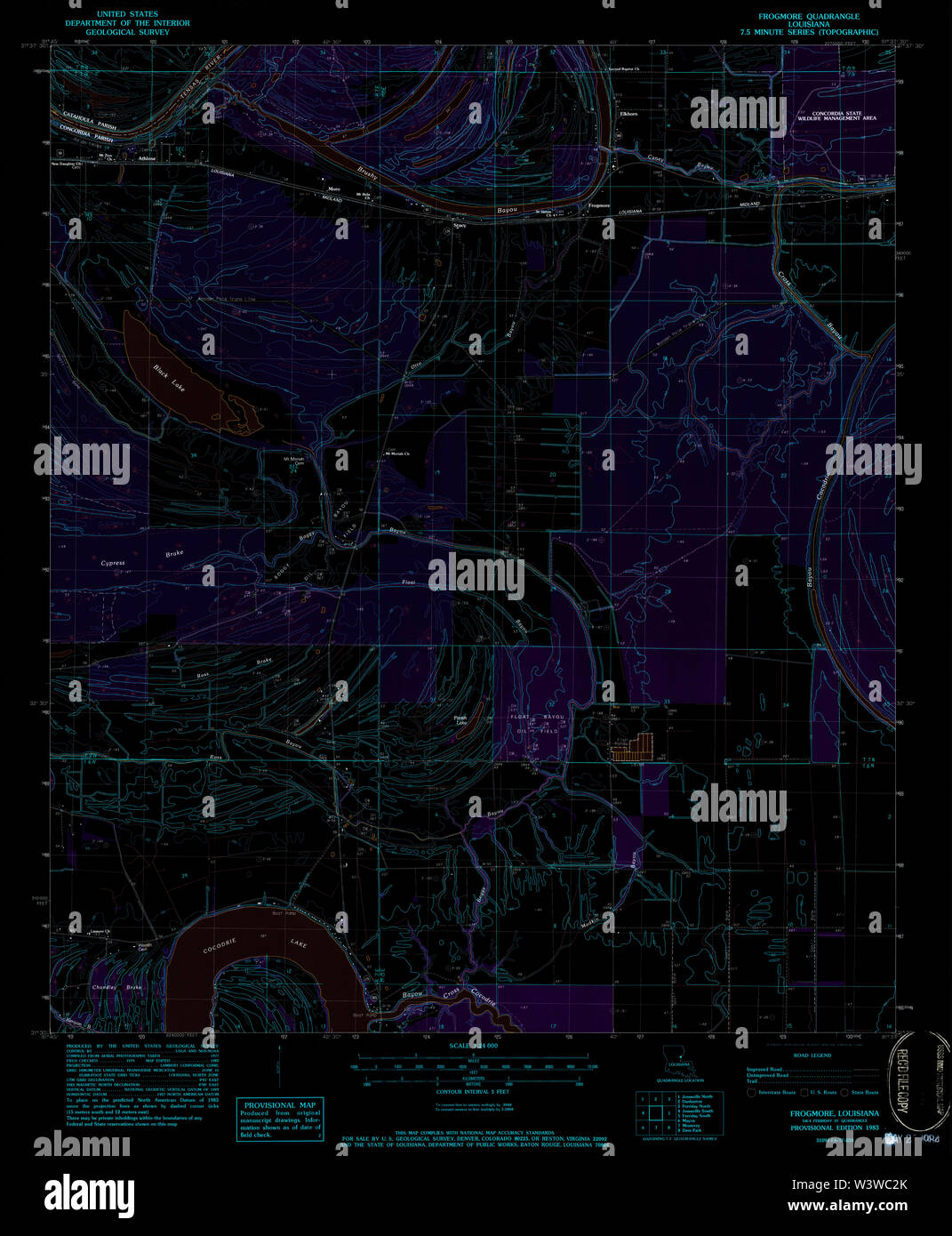 USGS TOPO Map Louisiana LA Frogmore 332047 1983 24000 Inverted ...
