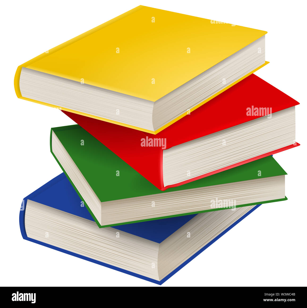 stack of books realistic illustration Stock Photo - Alamy