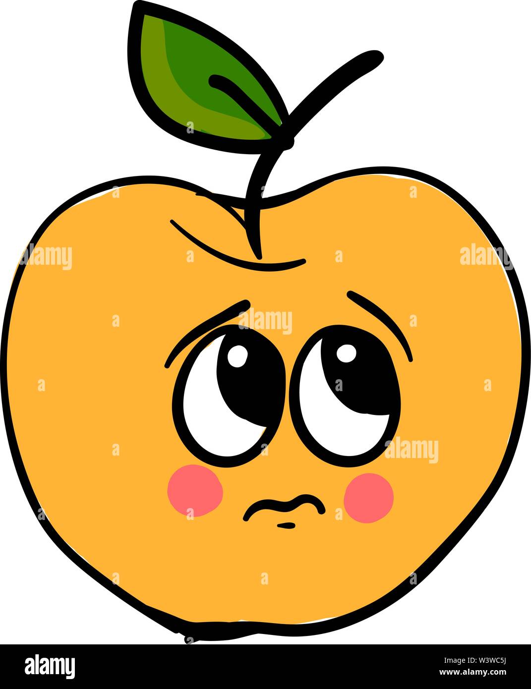 Sad yellow apple, illustration, vector on white background Stock Vector ...