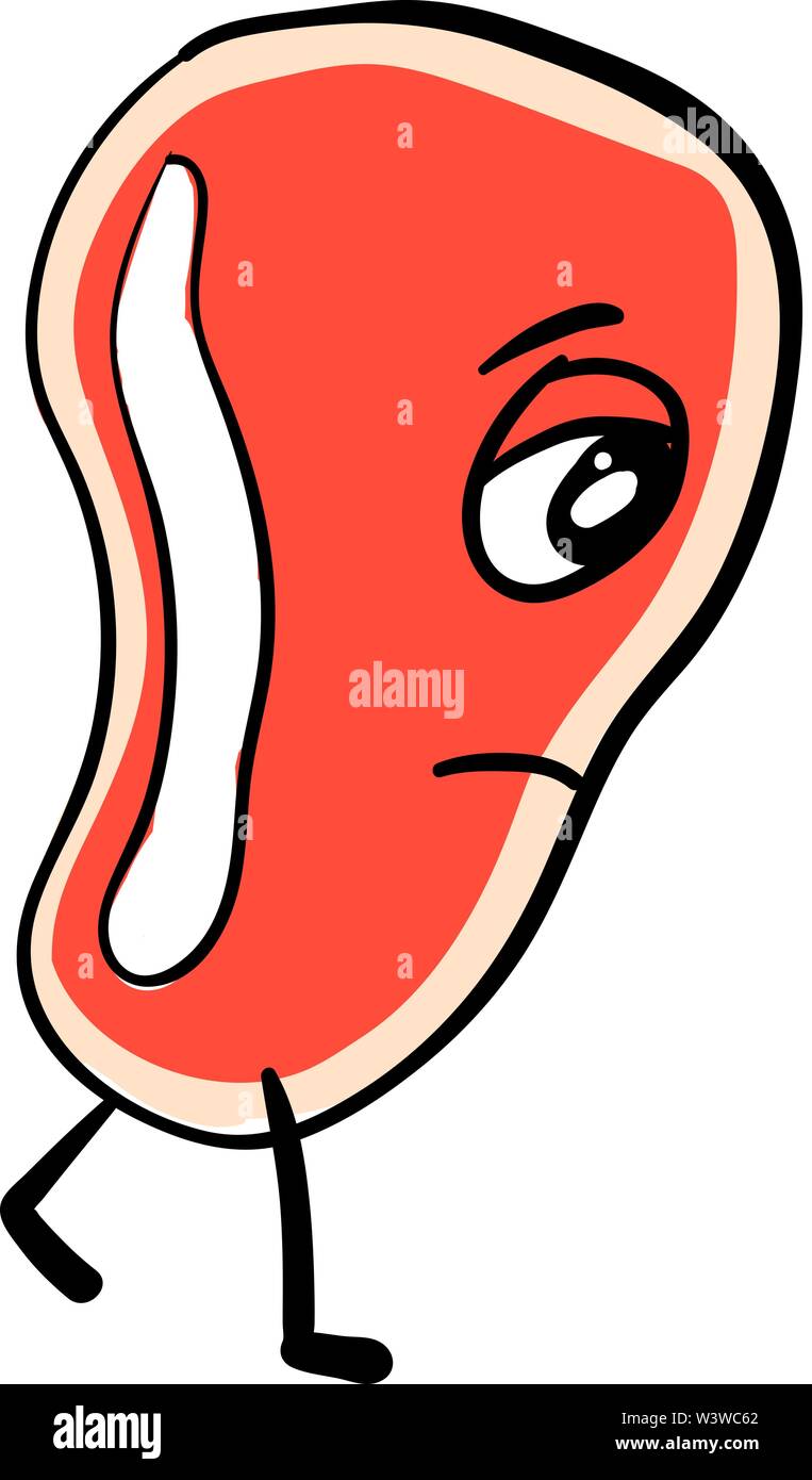 Sad meat with eyes, illustration, vector on white background Stock ...