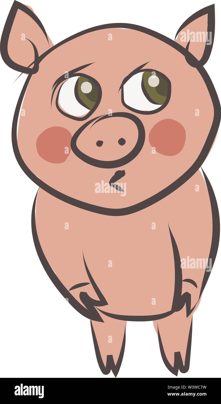 Scared piggy, illustration, vector on white background Stock Vector ...