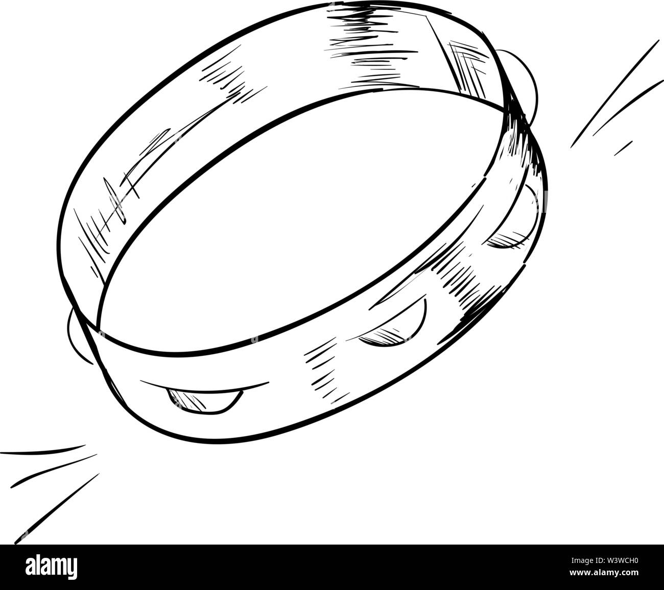 Tambourine drawing, illustration, vector on white background Stock ...