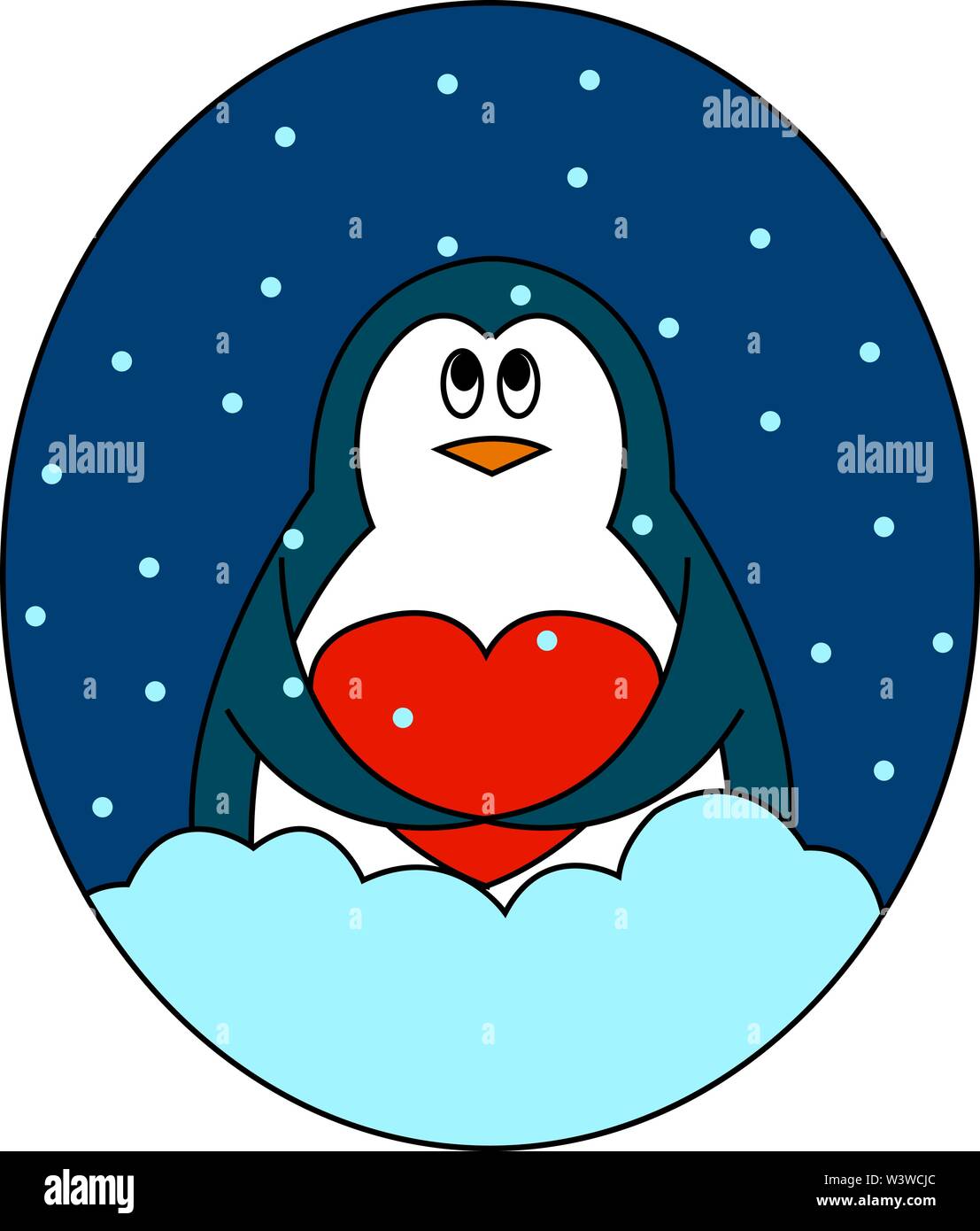 Penguin on snow, illustration, vector on white background Stock Vector ...