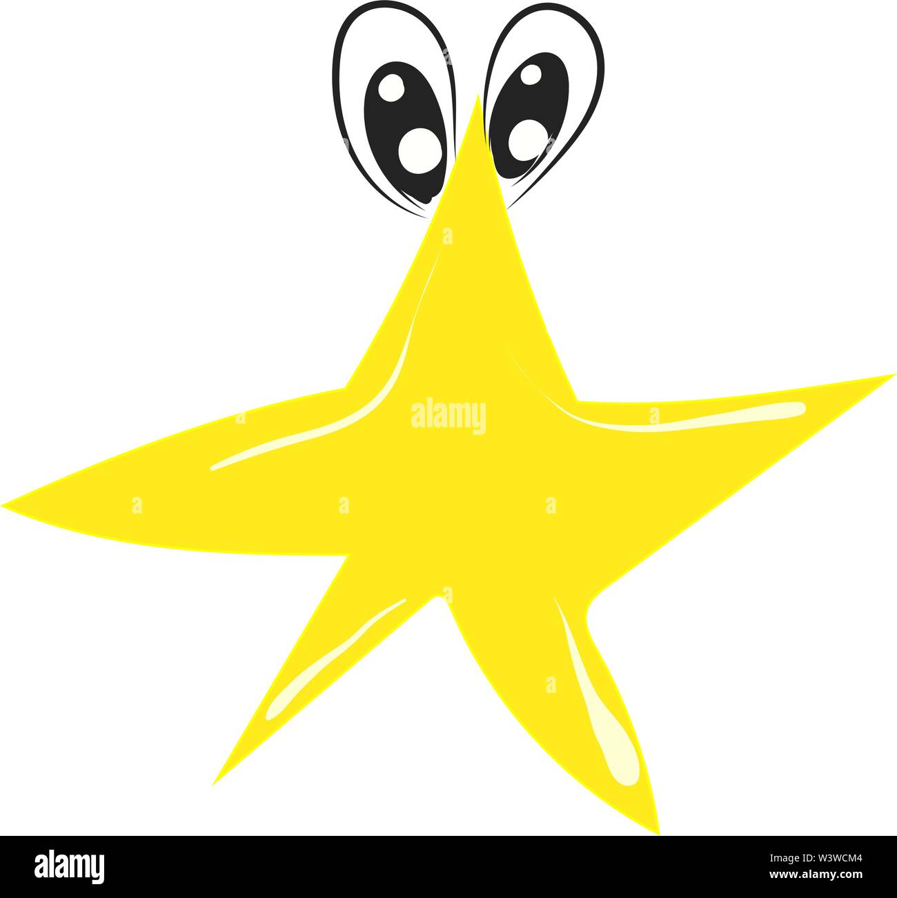 Yellow star with eyes, illustration, vector on white background Stock ...