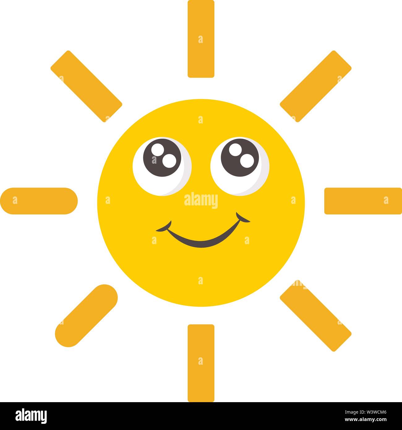 Happy yellow sun, illustration, vector on white background Stock Vector ...