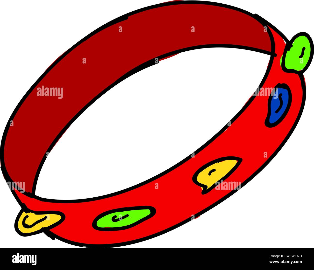 Red tambourine, illustration, vector on white background Stock Vector ...