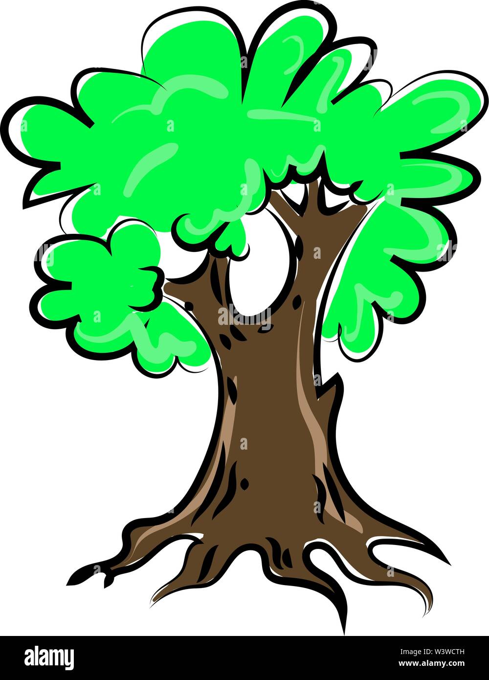 Tree in woods, illustration, vector on white background Stock Vector ...