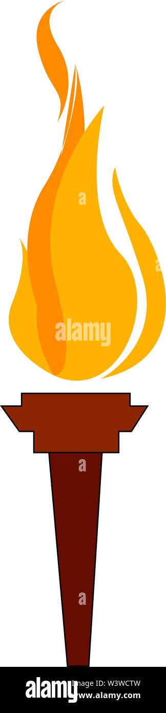 Torch with flame, illustration, vector on white background Stock Vector ...