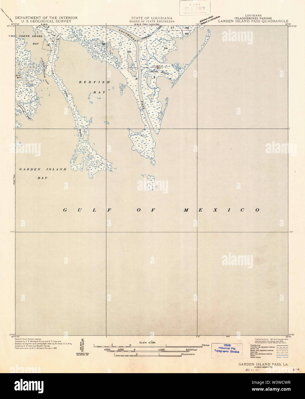 USGS TOPO Map Louisiana LA Garden Island Pass 333784 1935 31680 ...