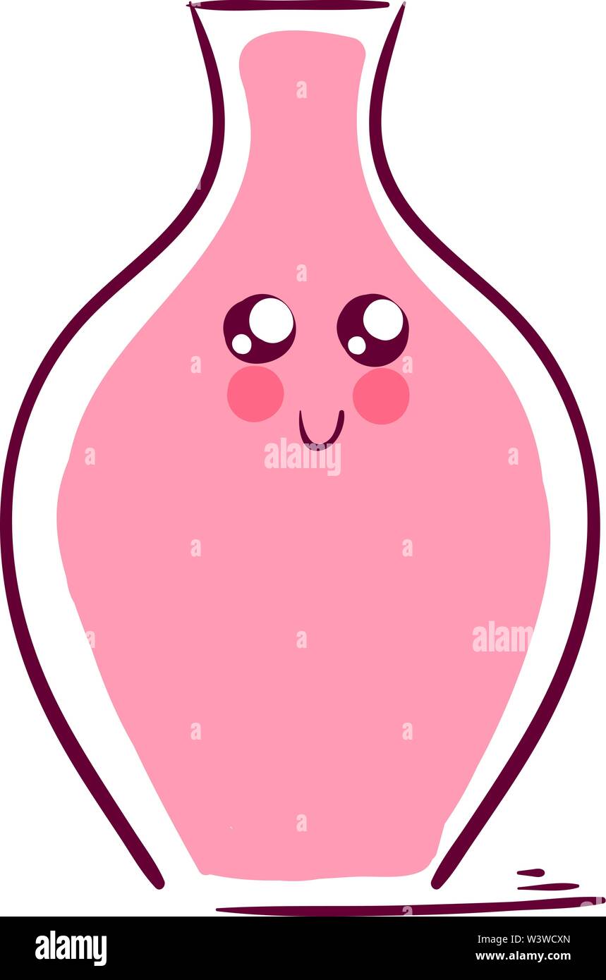 Pink cute vase, illustration, vector on white background Stock Vector ...