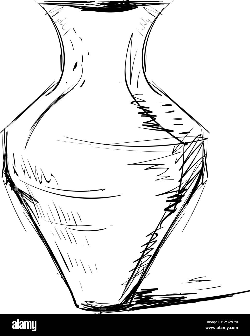 Vase drawing, illustration, vector on white background Stock Vector ...