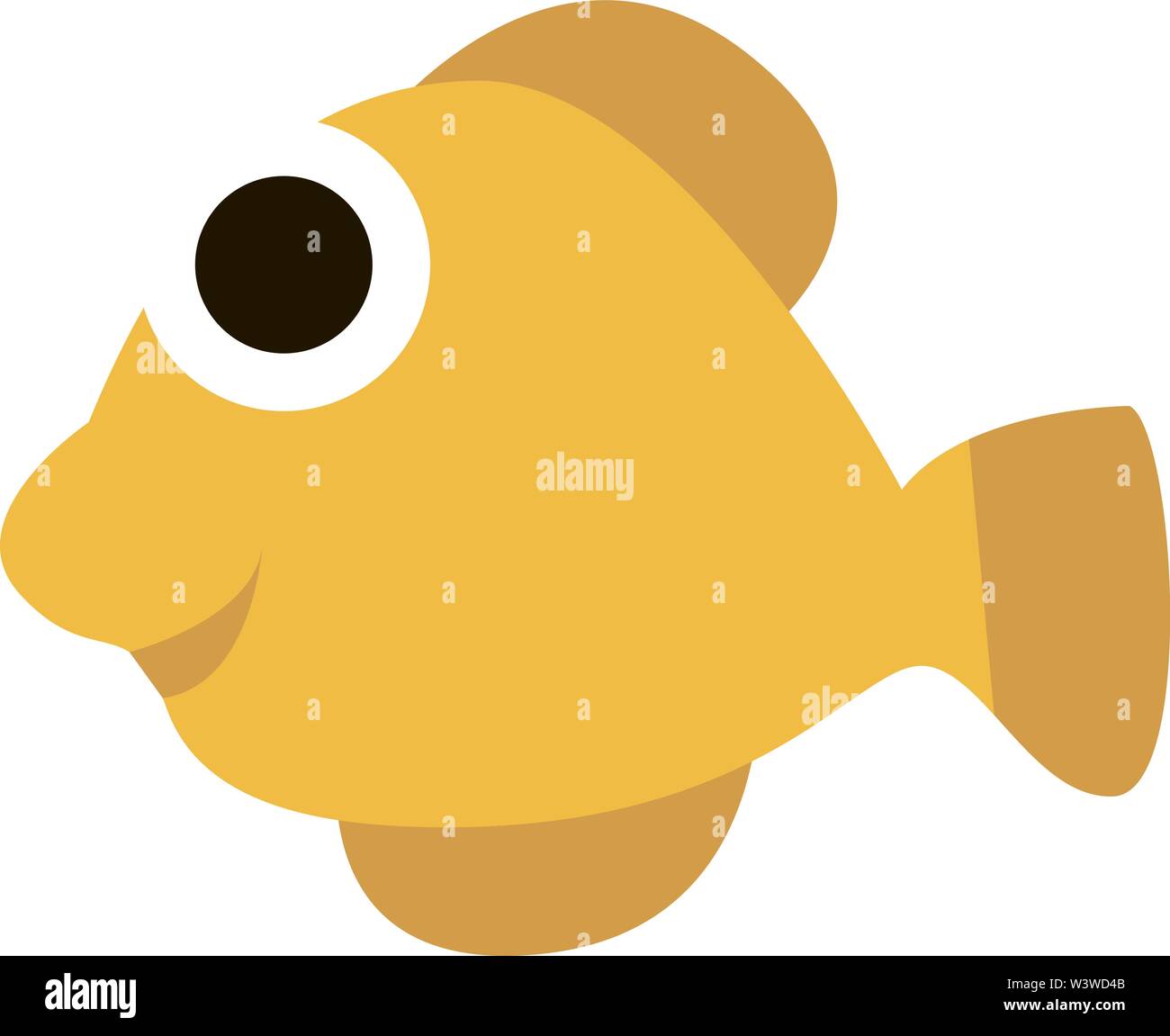 Yellow fish in sea, illustration, vector on white background Stock ...