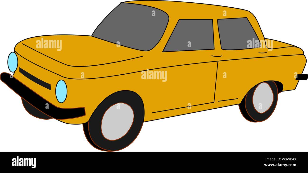 Yellow car, illustration, vector on white background Stock Vector Image ...