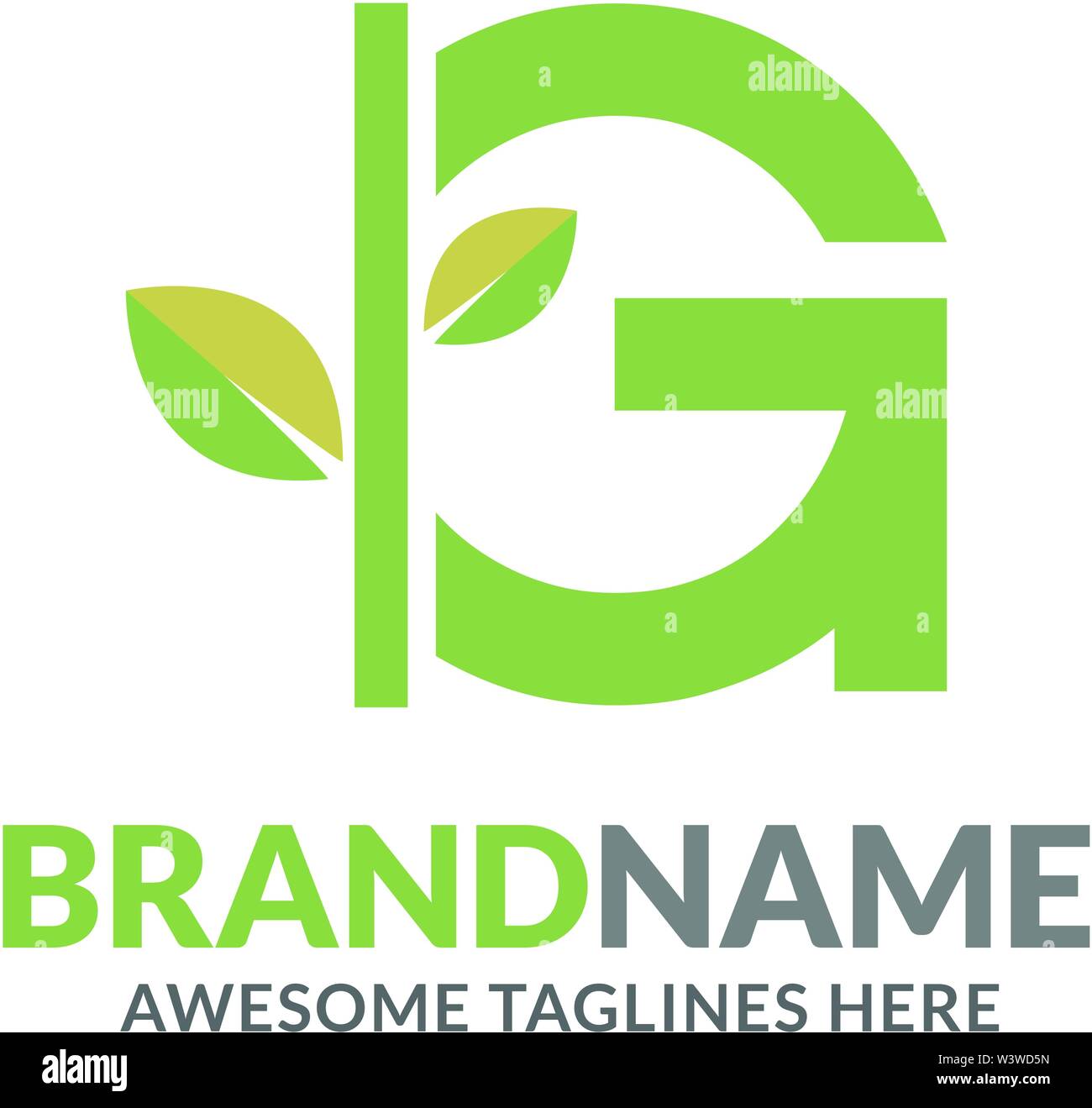 creative initial letter g with natural green leaf logo vector element ...