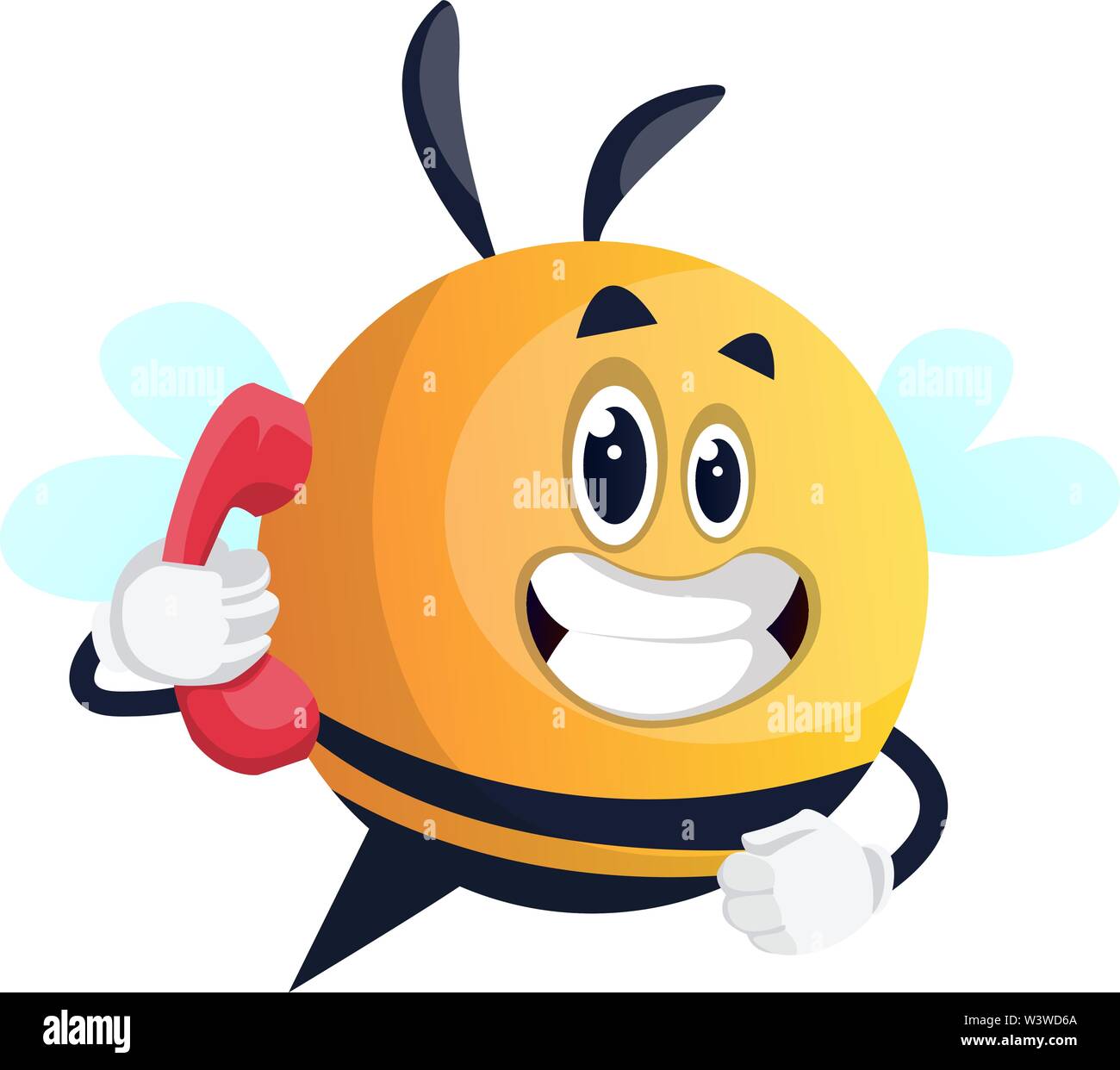 Bee talking on the phone, illustration, vector on white background ...