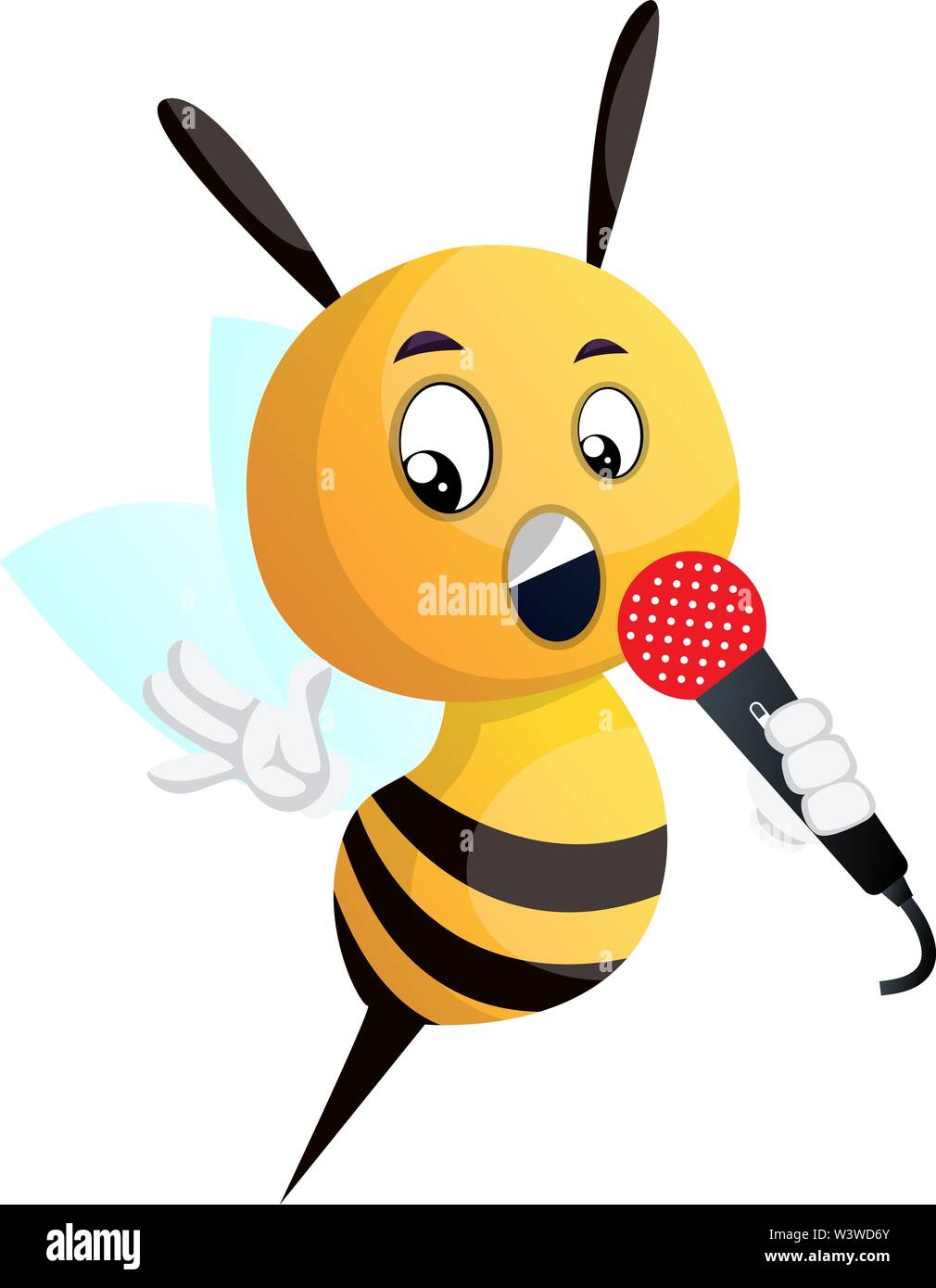 Bee singing, illustration, vector on white background Stock Vector ...