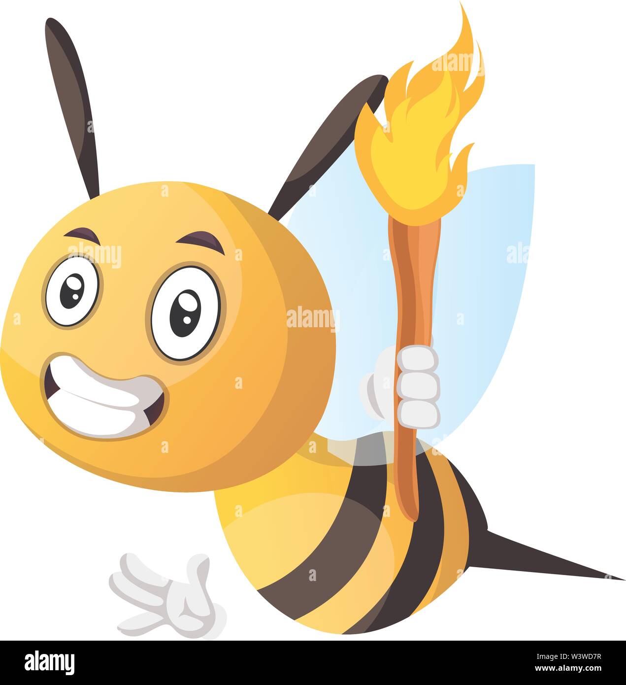 Bee holding a torch, illustration, vector on white background Stock ...
