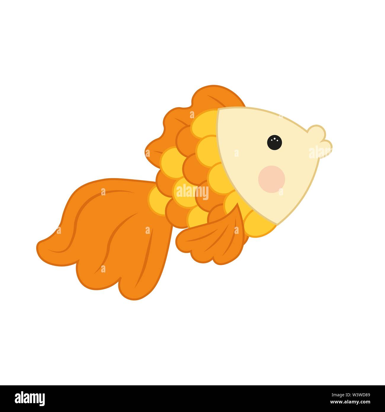 vector illustration of yellow fish for children. aquarium cartoon cute ...