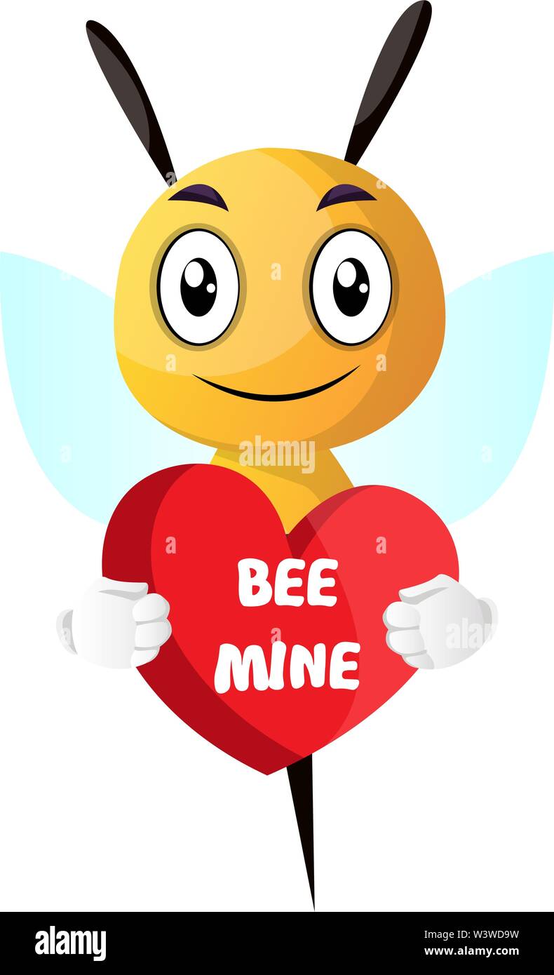 Bee holding heart, illustration, vector on white background Stock ...