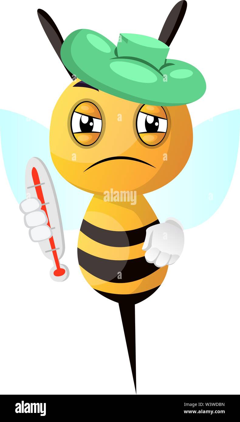 Sick bee, illustration, vector on white background Stock Vector Image ...