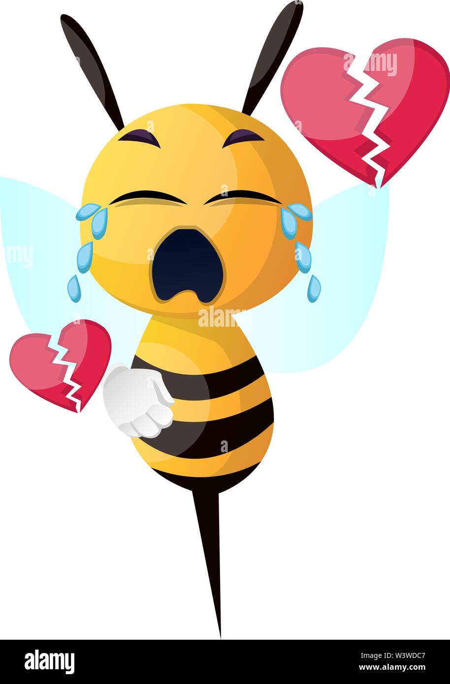 Broken hearted bee, illustration, vector on white background Stock ...