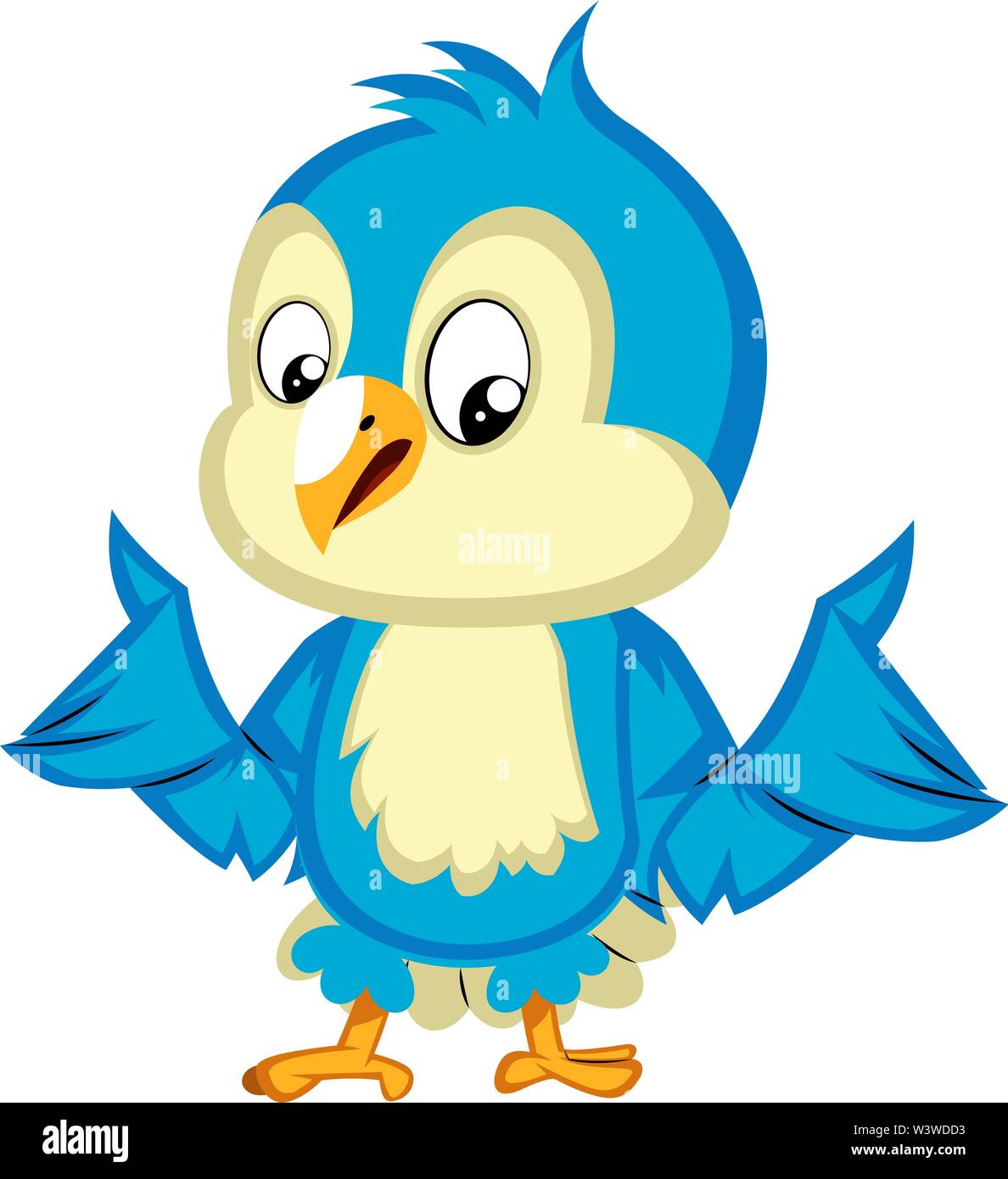 Blue bird is confused, illustration, vector on white background Stock ...