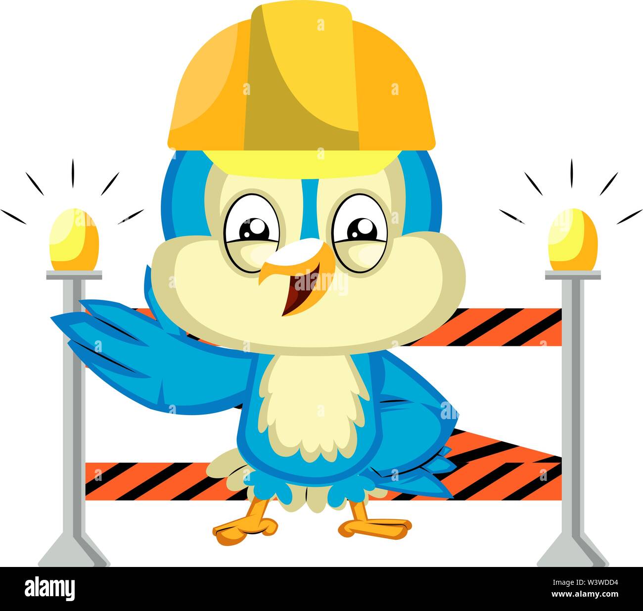 Blue bird with yellow helmet,, illustration, vector on white background ...
