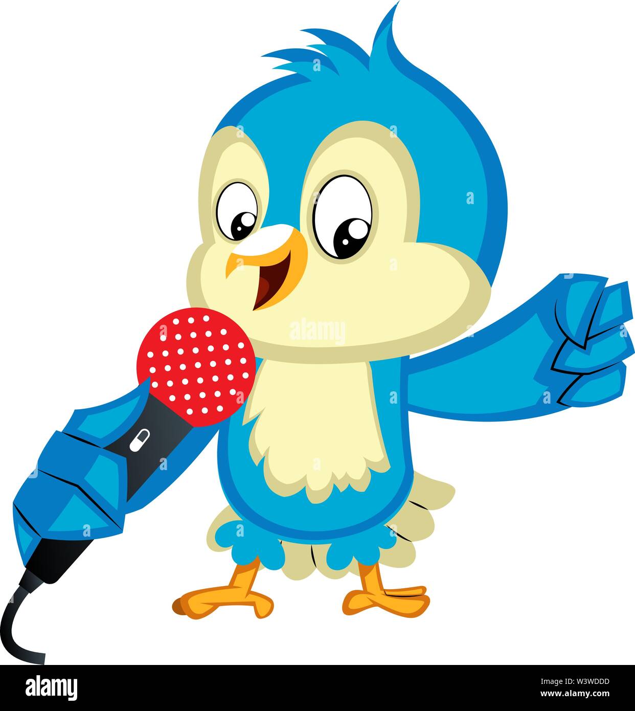 Blue bird singing, illustration, vector on white background Stock ...