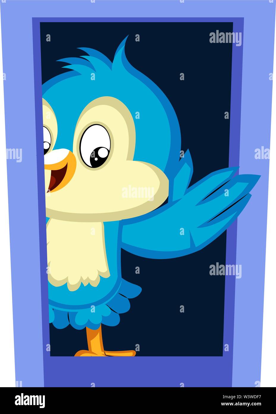 Blue bird waving, illustration, vector on white background Stock Vector ...