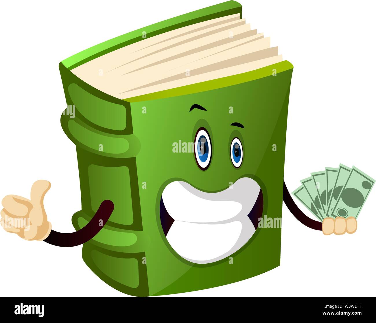 Cartoon book character is holding money, illustration, vector on white ...