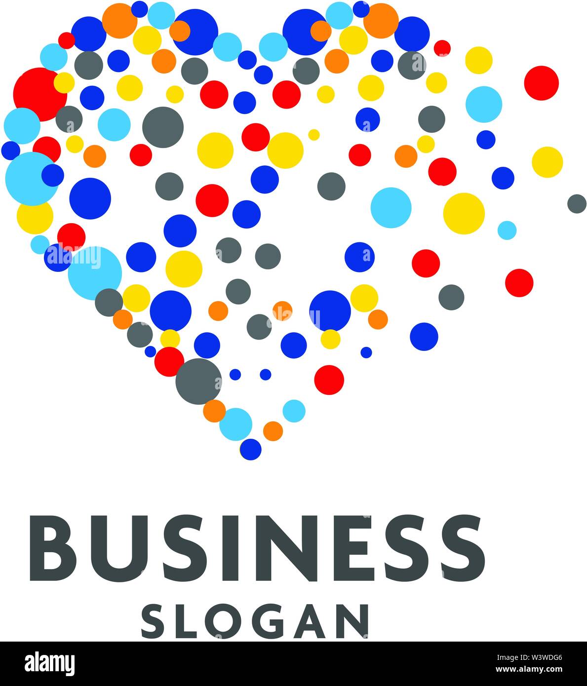 creative cute vector hearts made of colorful dots, colorful circle dot ...