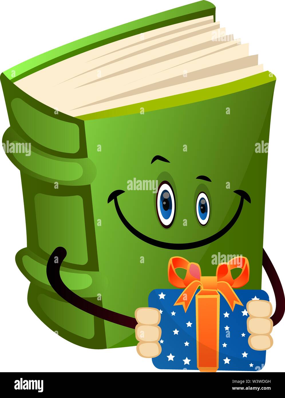 Cartoon book character is holding present, illustration, vector on ...