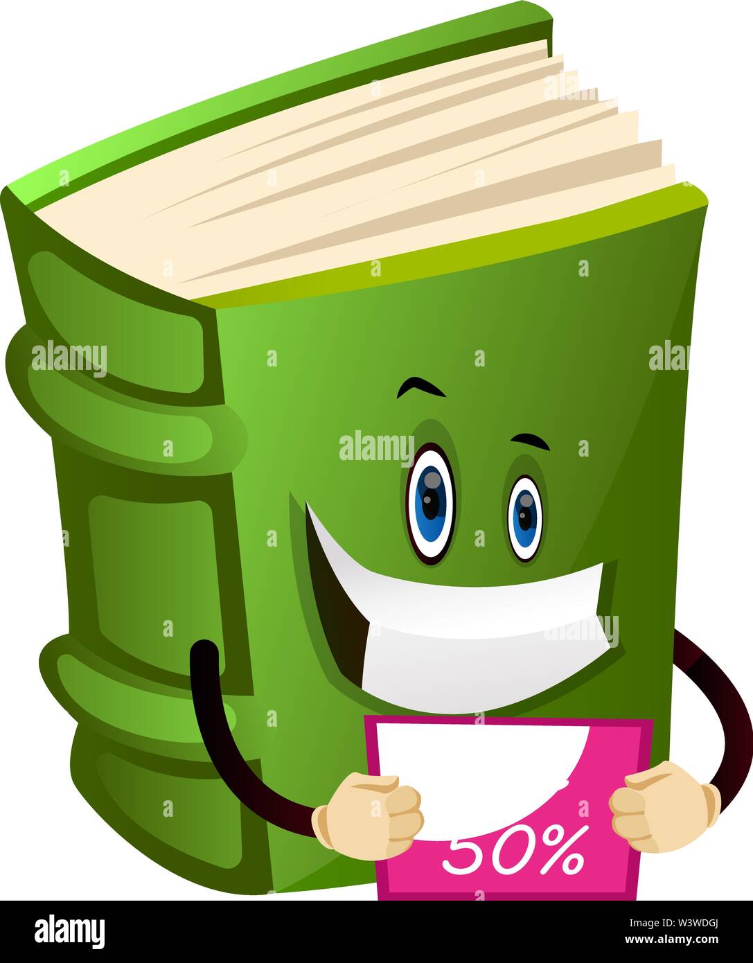 Cartoon book character is showing discount sign, illustration, vector ...