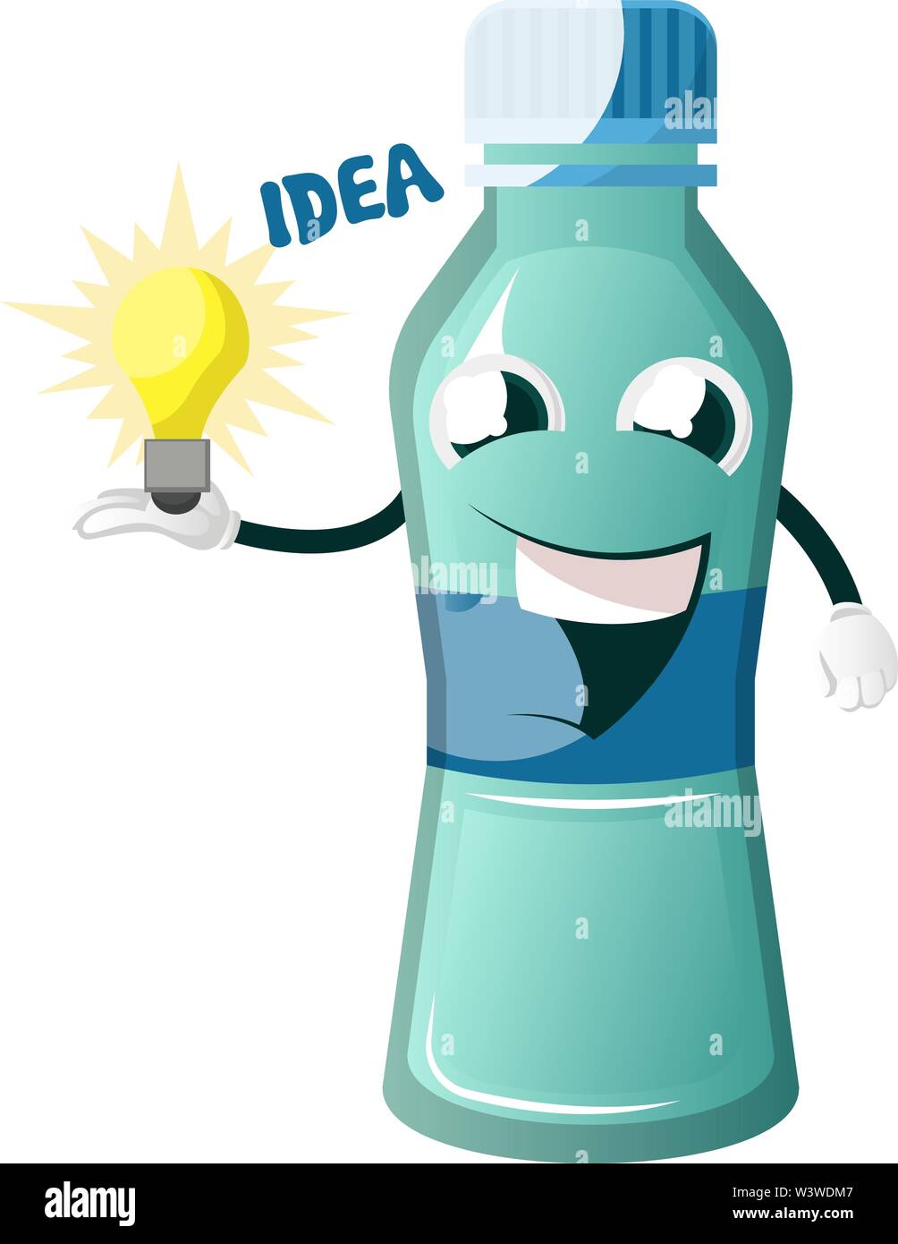 Bottle is holding light bulb, illustration, vector on white background ...
