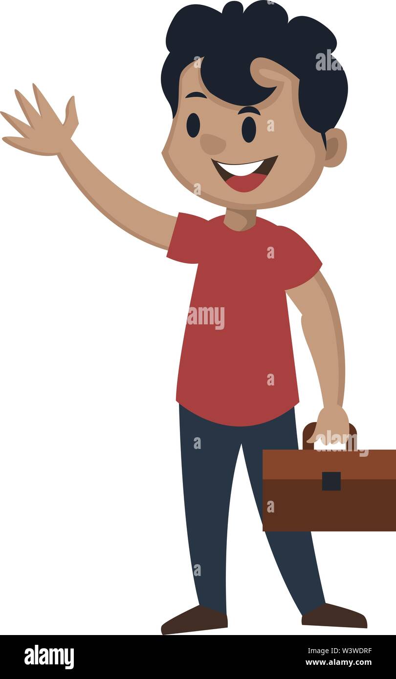 Boy is saying hi, illustration, vector on white background Stock Vector ...