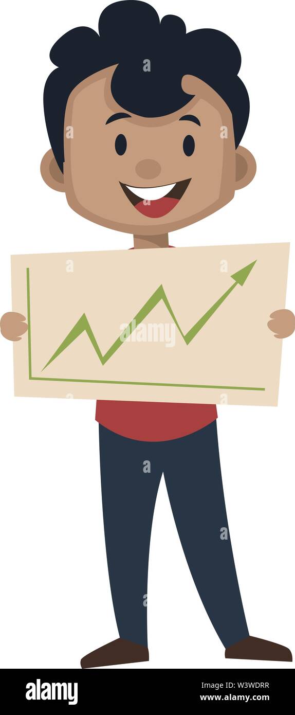 Boy is showing success business scale diagram, illustration, vector on ...