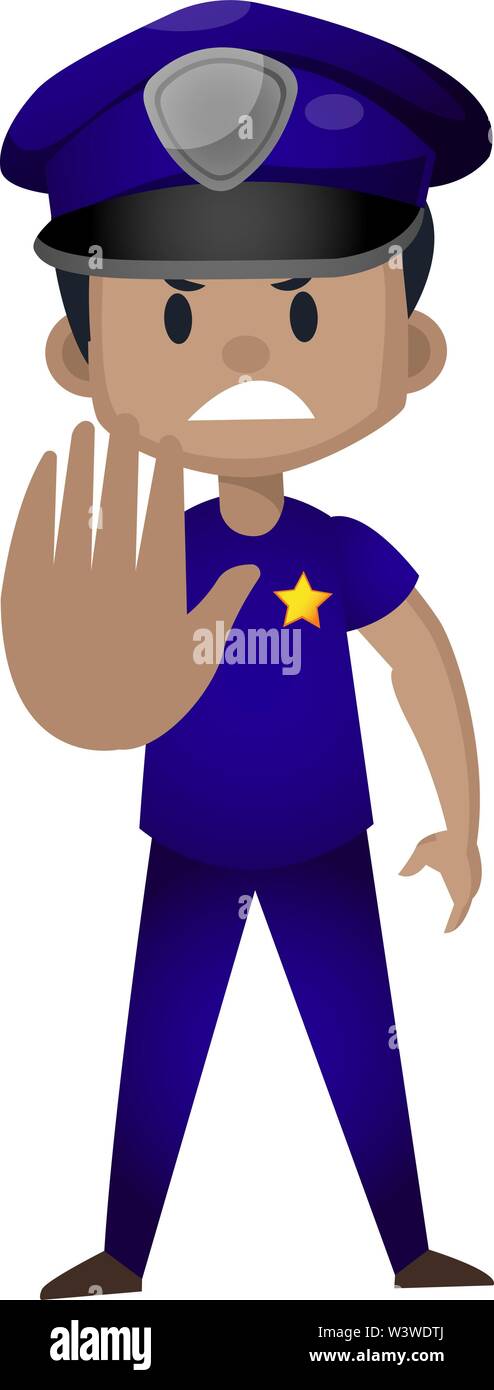 Policeman is showing stop gesture, illustration, vector on white ...